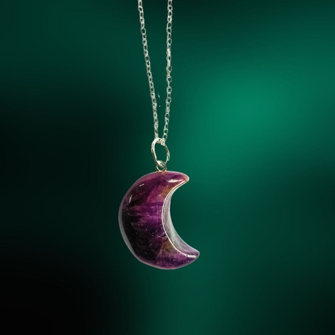Crescent moon crystal necklace store