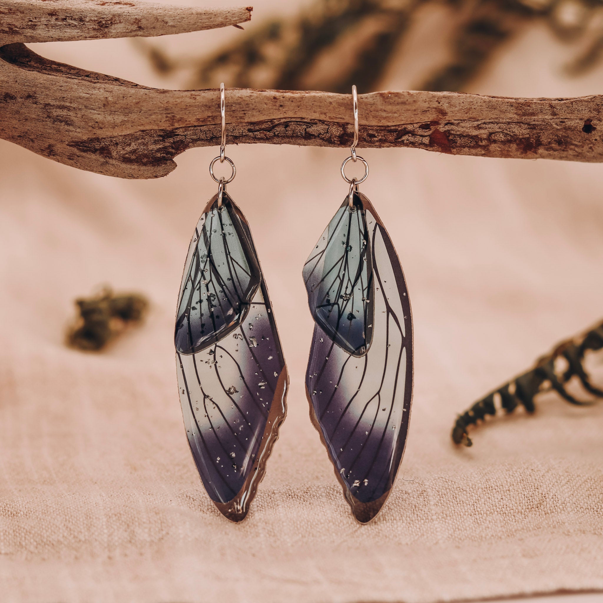 Fairy / Butterfly Wing Earrings – Kowhai and Sage