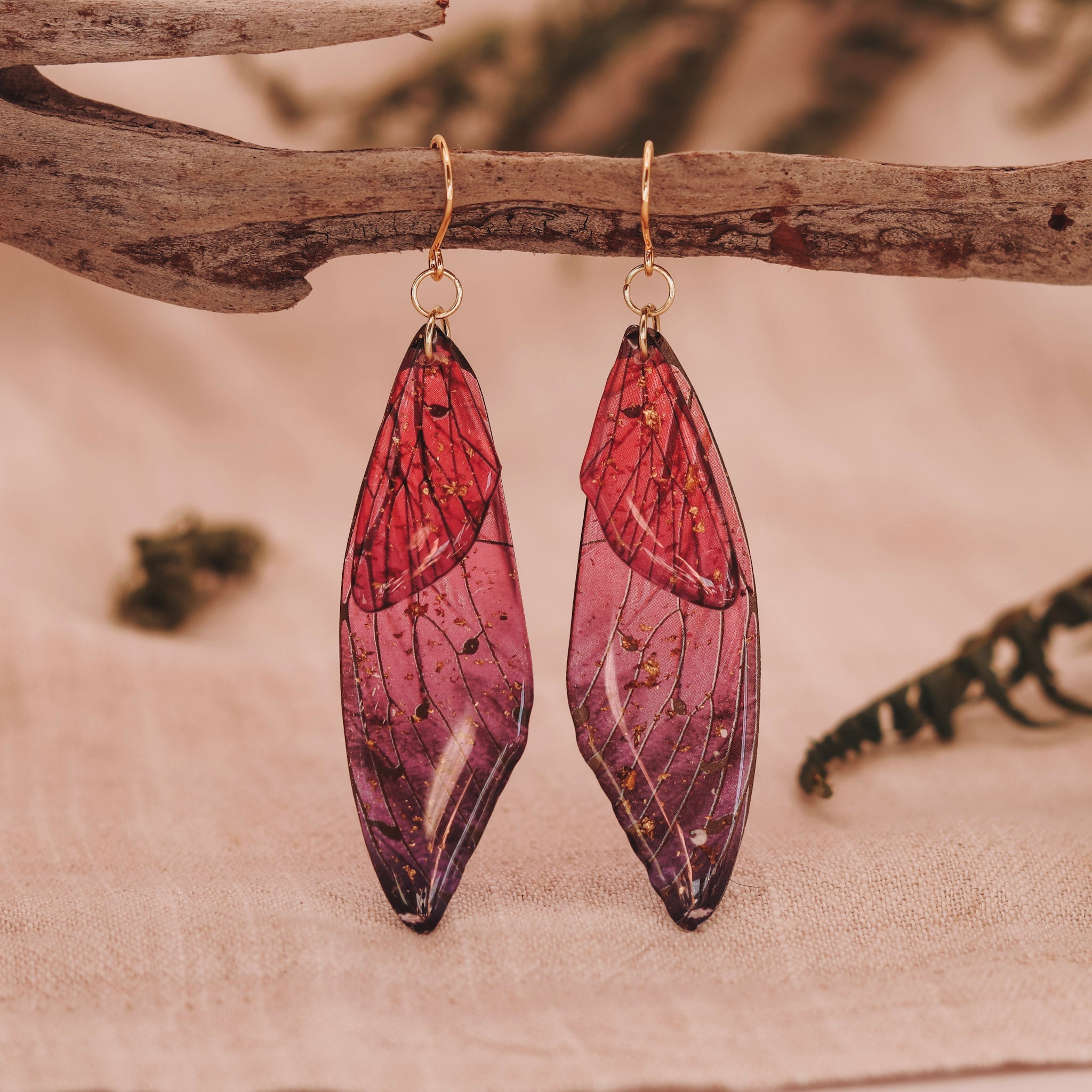 Fairy / Butterfly Wing Earrings – Kowhai and Sage