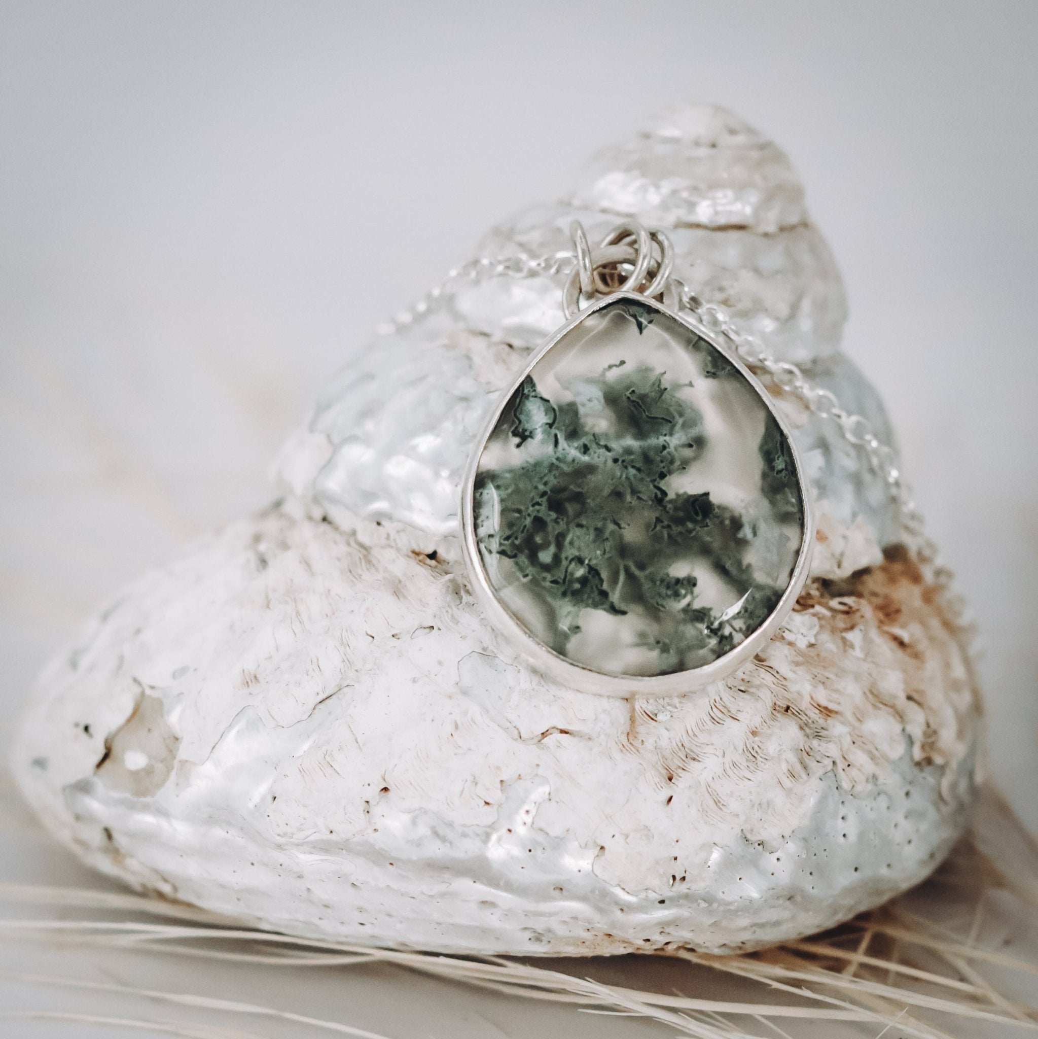 Moss Agate Necklace – Kowhai and Sage